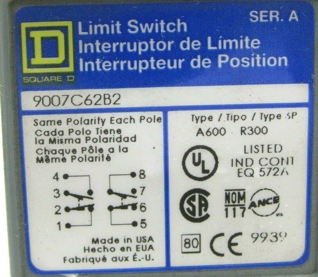 NEW SQUARE D 9007-C62B2 HEAVY DUTY LIMIT SWITCH 9007C62B2 - SB ...