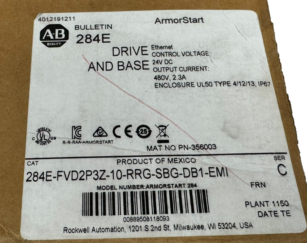 ALLEN BRADLEY 284E-FVD2P3Z-10-RRG-SBG-DB1-EMI ARMORSTART DRIVE SER. C ...