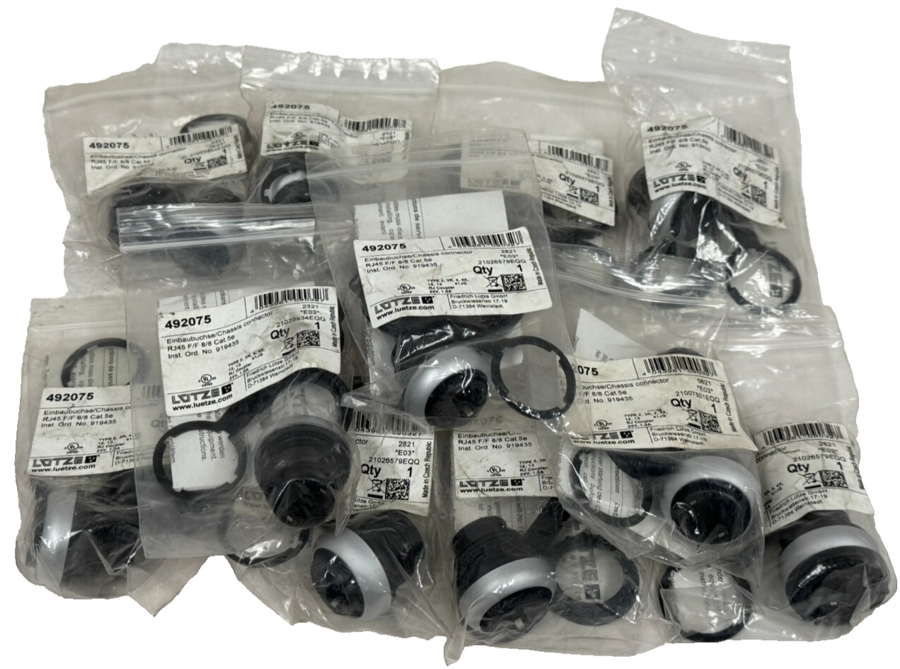 LOT OF 11 NEW LUTZE 492075 CHASSIS CONNECTORS RJ45 F/F 8/8 CAT5E FEMALE ...