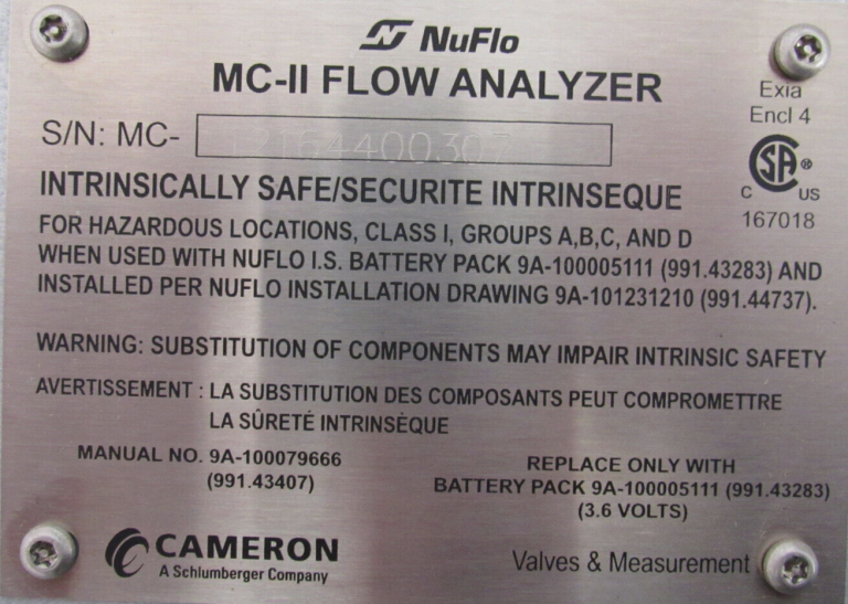 NEW CAMERON MC-II FLOW ANALYZER - SB Industrial Supply, Inc.