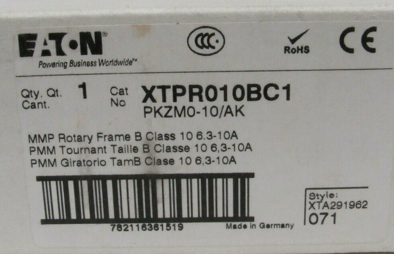 NEW EATON XTPR010BC1 PKZM0-10/AK MANUAL MOTOR PROTECTOR PKZM010AK - SB ...
