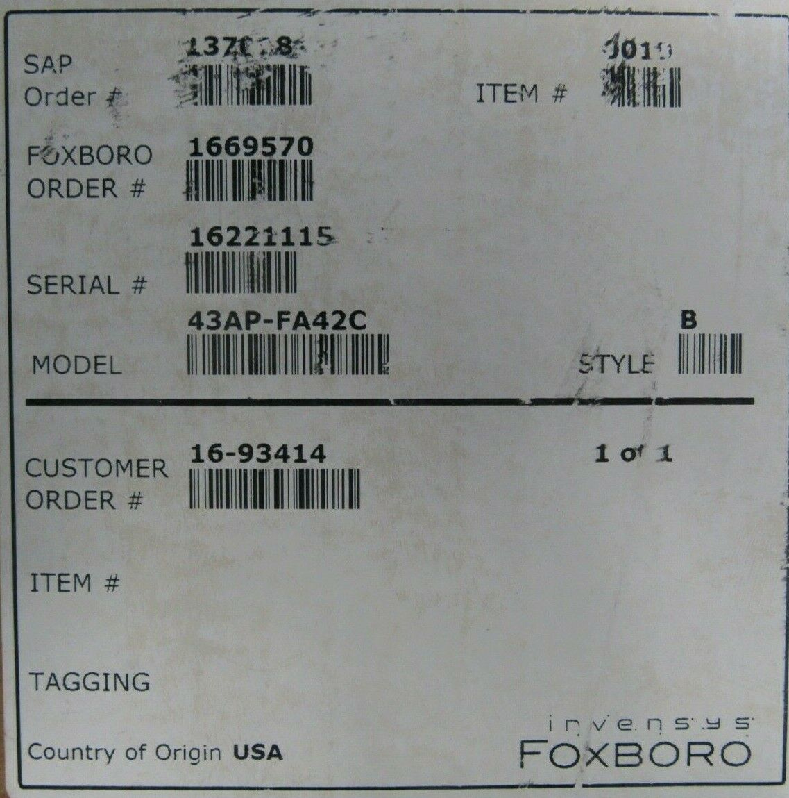 NEW FOXBORO 43AP-FA42C PNEUMATIC CONTROLLER 43PG-FA42C 43APFA42C - SB ...