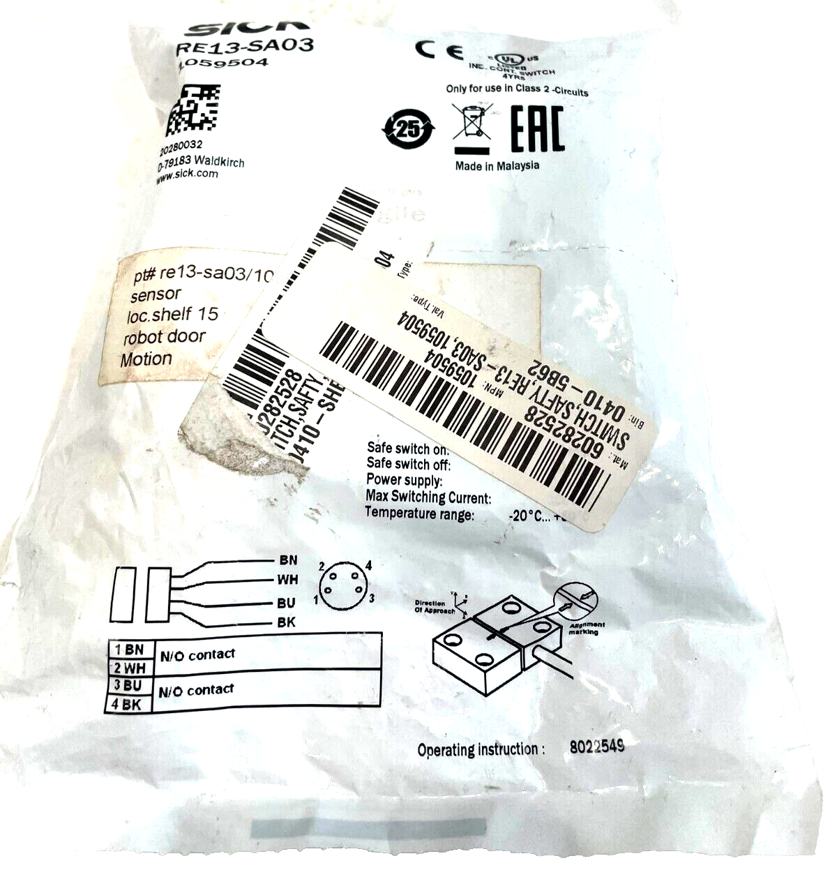 NEW SICK RE13-SA03 SAFETY SWITCH SENSOR RE13SA03 - SB Industrial Supply ...