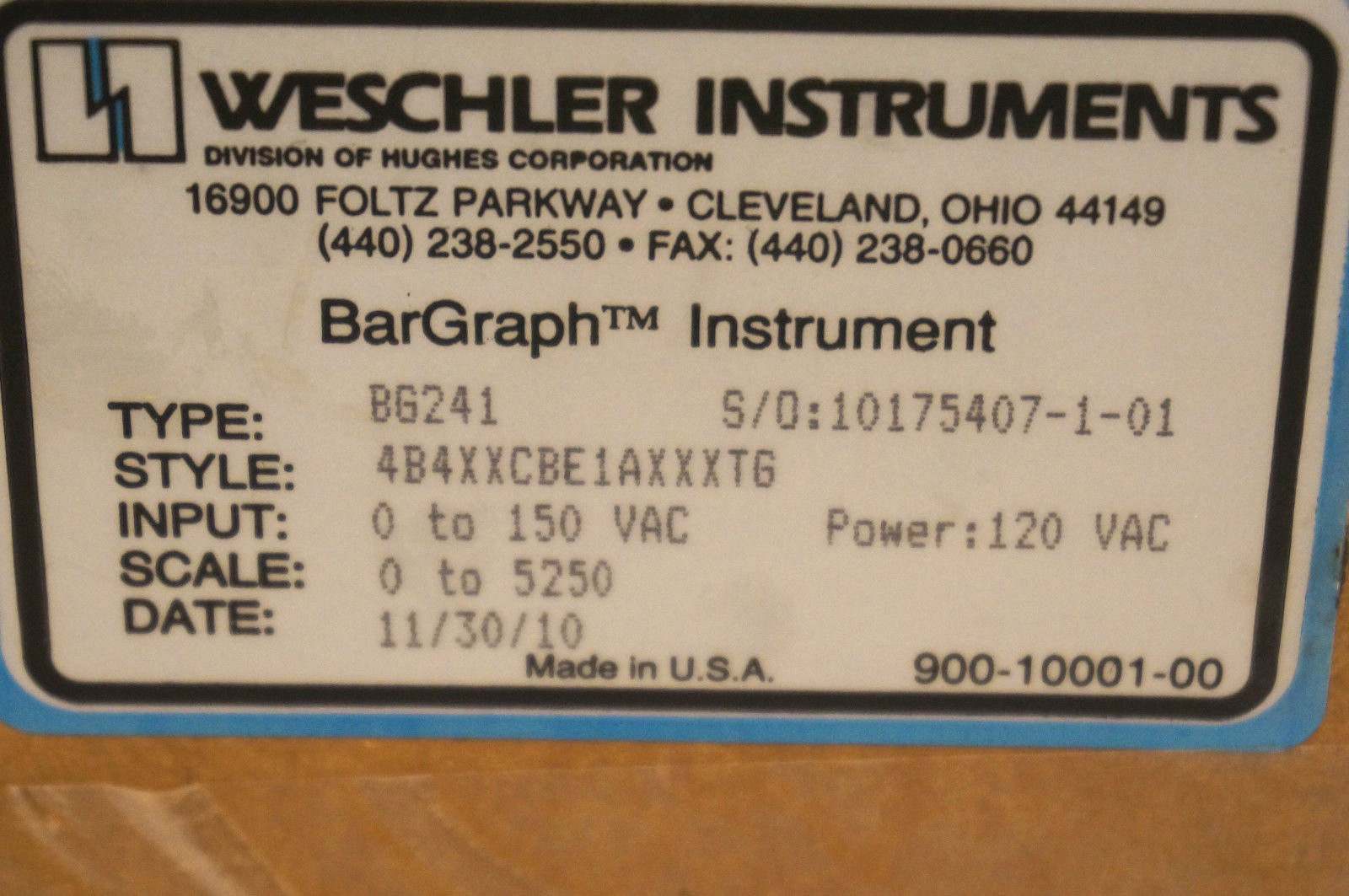 NEW WESCHLER BG241 BARGRAPH METER 4B4XXCBE1AXXXTG - SB Industrial ...