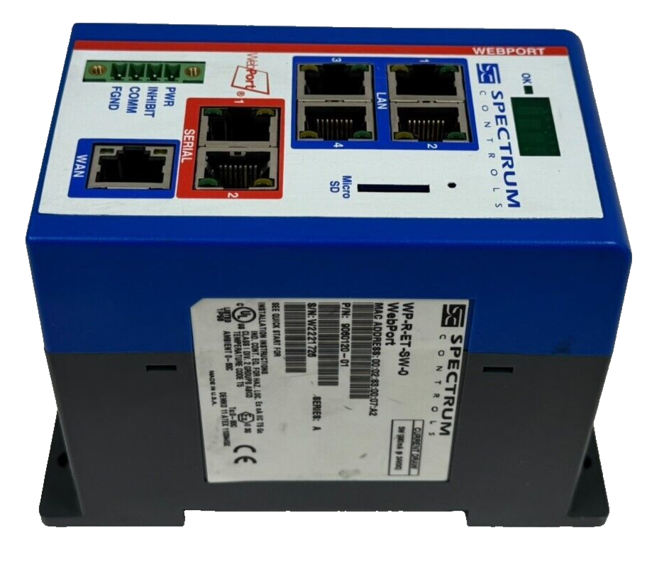 USED SPECTRUM CONTROLS WP-R-ET-SW-0 WEBPORT COMMUNICATION MODULE ...