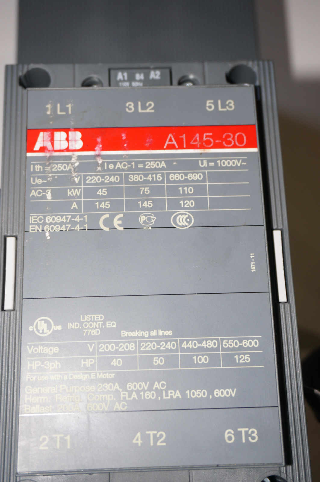USED ABB A145-30 CONTACTOR A14530 - SB Industrial Supply, Inc.