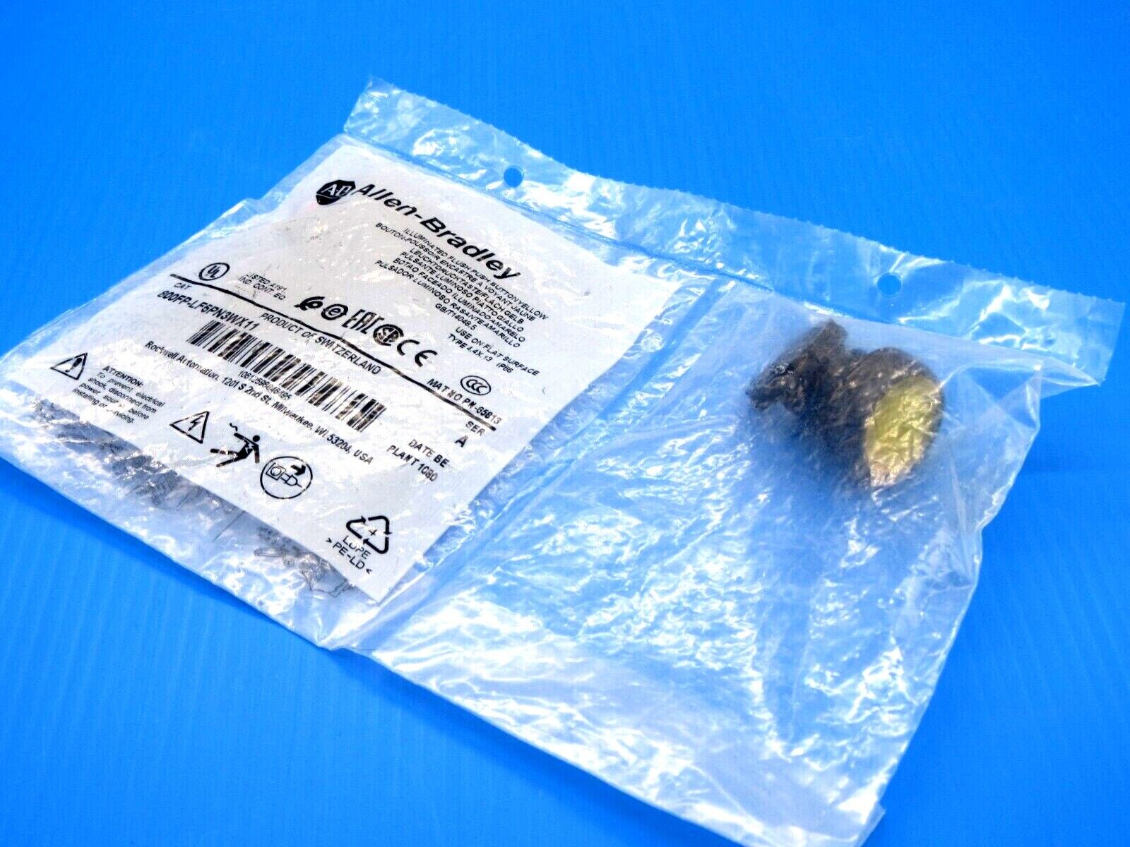 NEW ALLEN BRADLEY 800FP-LF5PN3WX11 YELLOW ILLUMINATED PUSH BUTTON - SB ...