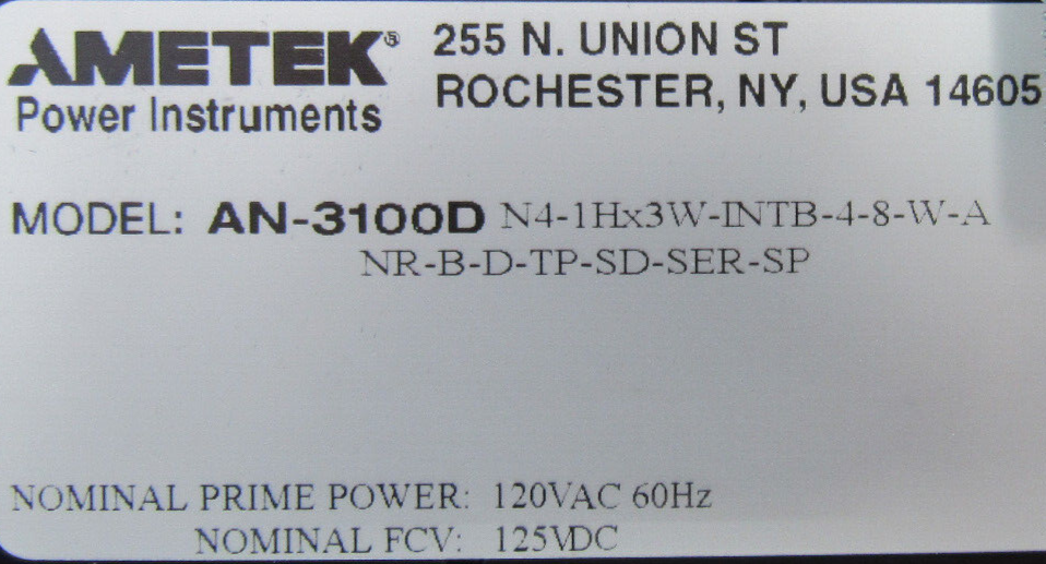 NEW AMETEK AN-3100D ANNUNCIATOR W/PRINTER AN-3100D-N4-1H-3W-TNTB-4-8-W ...