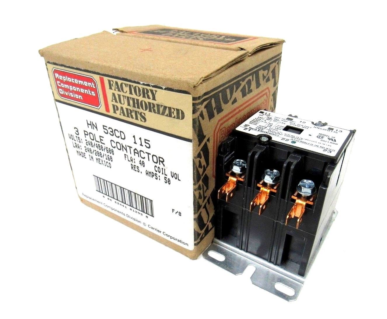 NEW CARRIER HN53CD115 CONTACTOR 3 POLE 3100-30T1028MC - SB Industrial ...