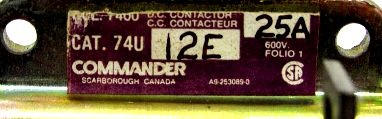 NEW COMMANDER 74U-12E CONTACTOR 74U12E 240VDC - SB Industrial Supply, Inc.