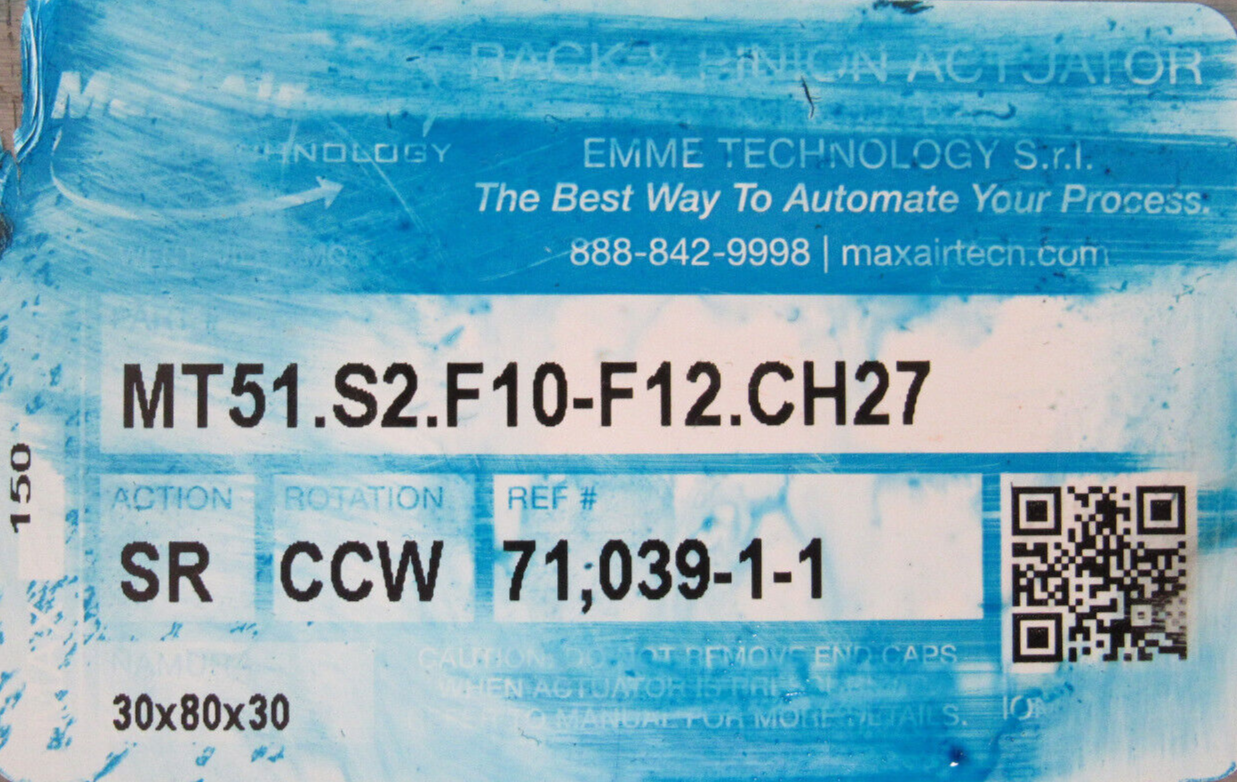 NEW EMME TECHNOLOGY MT51.S2.F10-F12.CH27 ACTUATOR MT51S2F10F12CH27 - SB Industrial Supply, Inc.