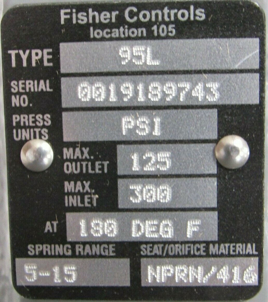NEW FISHER 95L PRESSURE REGULATOR FS95L-1725-44384 1" - SB Industrial ...