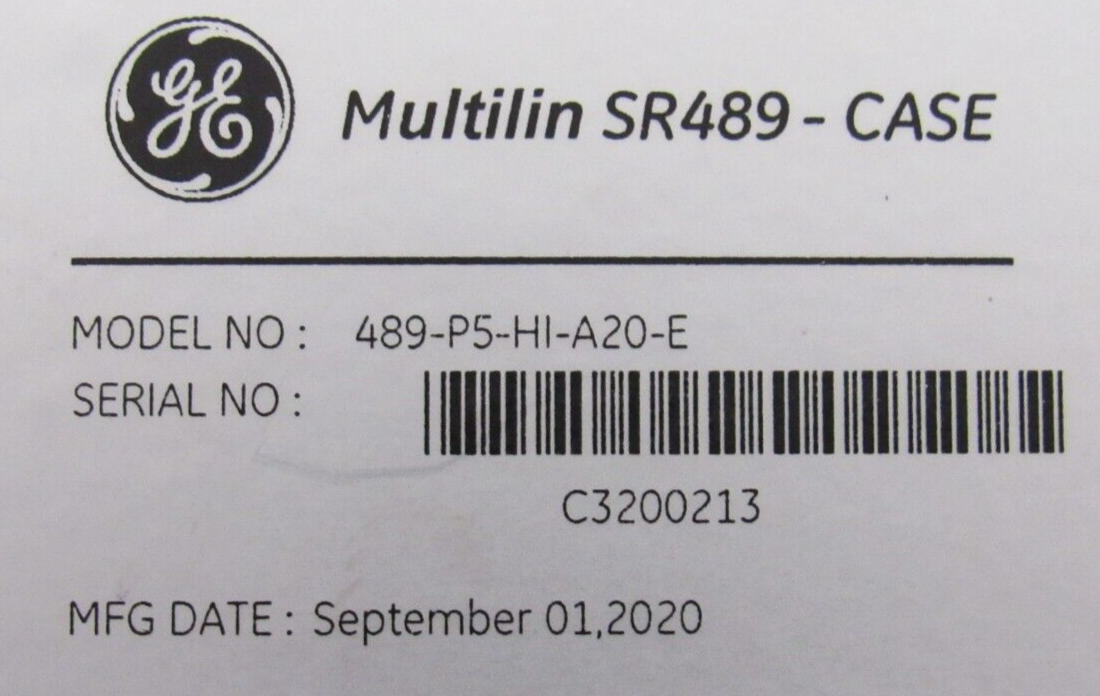 NEW GE 489-P5-HI-A20-E GENERATOR MANAGEMENT RELAY SR489 489P5HIA20E ...