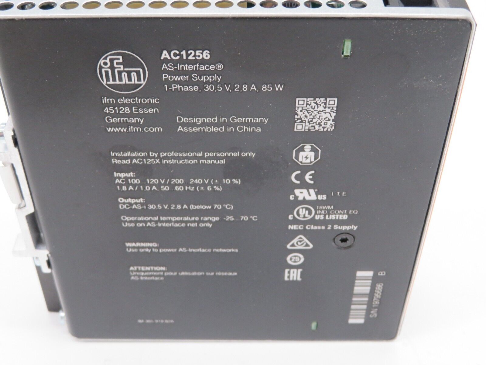 NEW IFM ELECTRONIC AC1256 POWER SUPPLY - SB Industrial Supply, Inc.