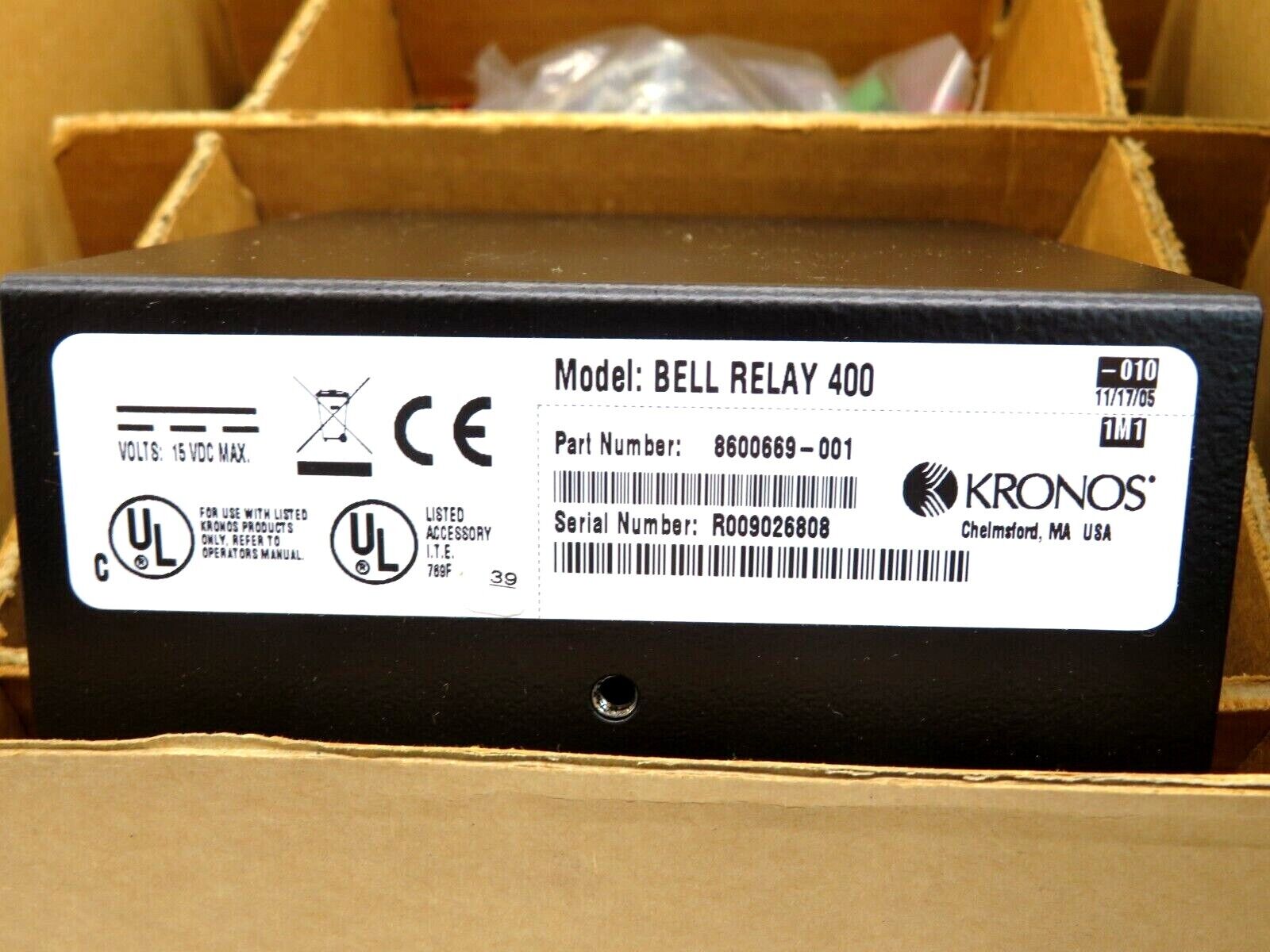 NEW KRONOS 8600669-001 BELL RELAY 400 8600669001 - SB Industrial Supply ...