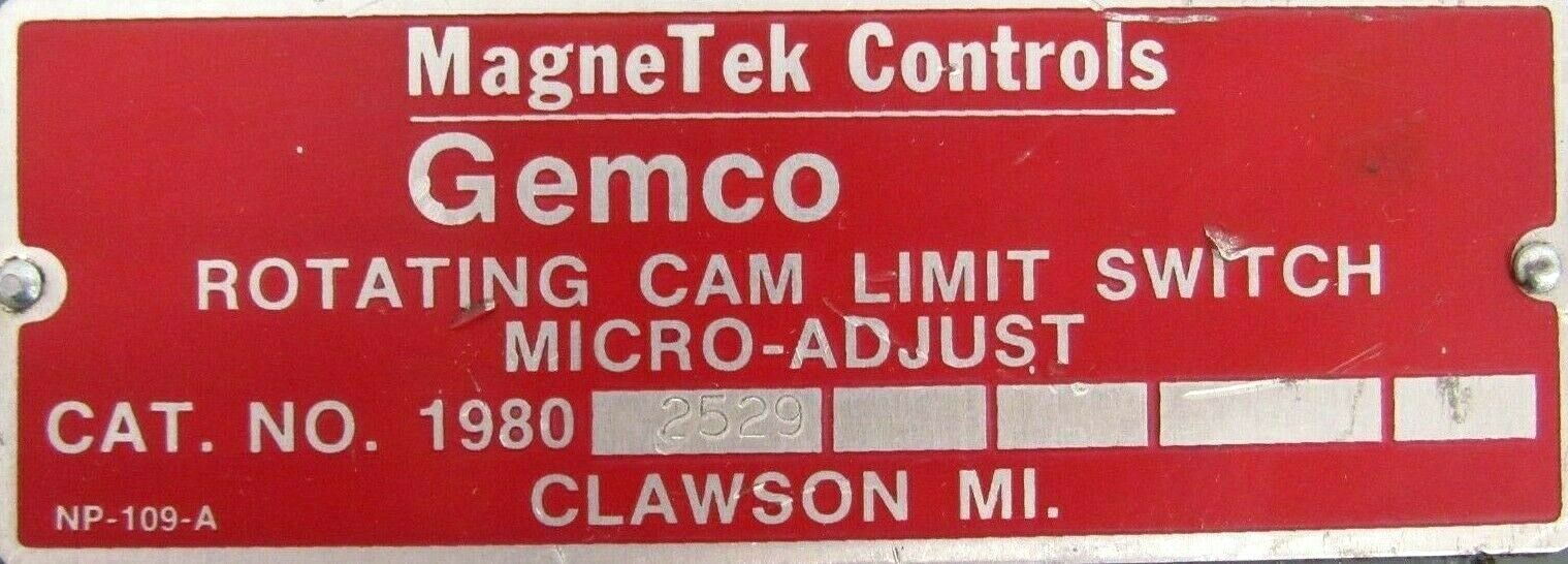NEW MAGNETEK CONTROLS GEMCO 1980-2529 ROTATING CAM LIMIT SWITCH ...