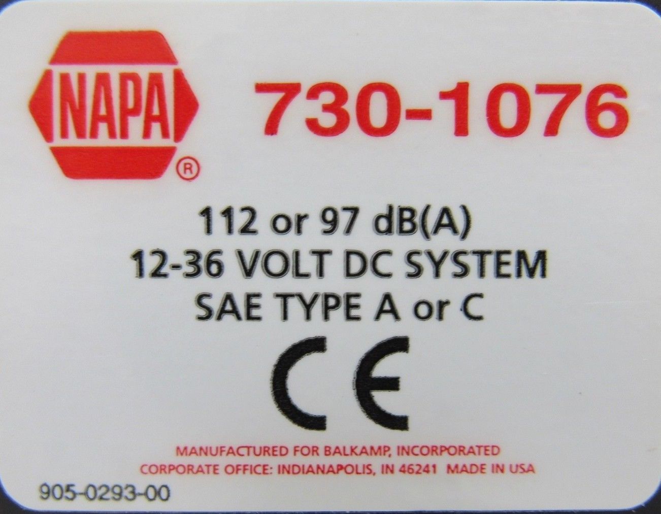 NEW NAPA 730-1076 BACK UP ALARM 7301076 12-36VDC SAE TYPE A OR C - SB ...