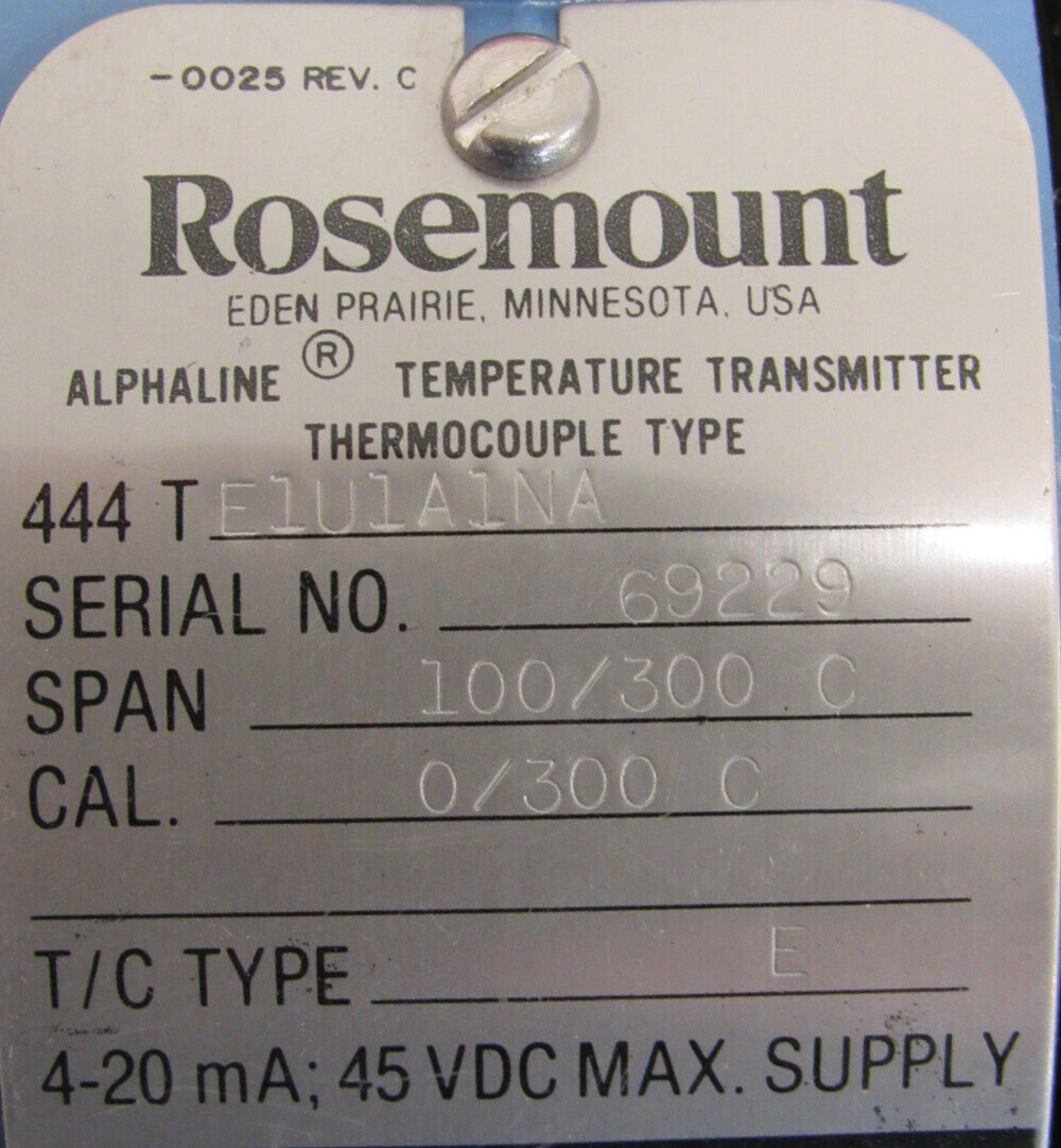 NEW ROSEMOUNT 444TE1U1A1NA TEMPERATURE TRANSMITTER 100-300C - SB ...