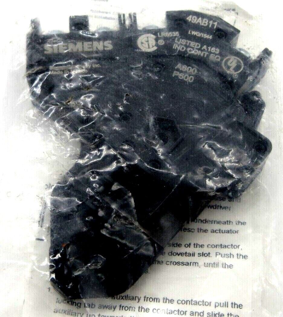 NEW SEALED BAG SIEMENS 49AB11 AUXILIARY CONTACT KIT - SB Industrial ...