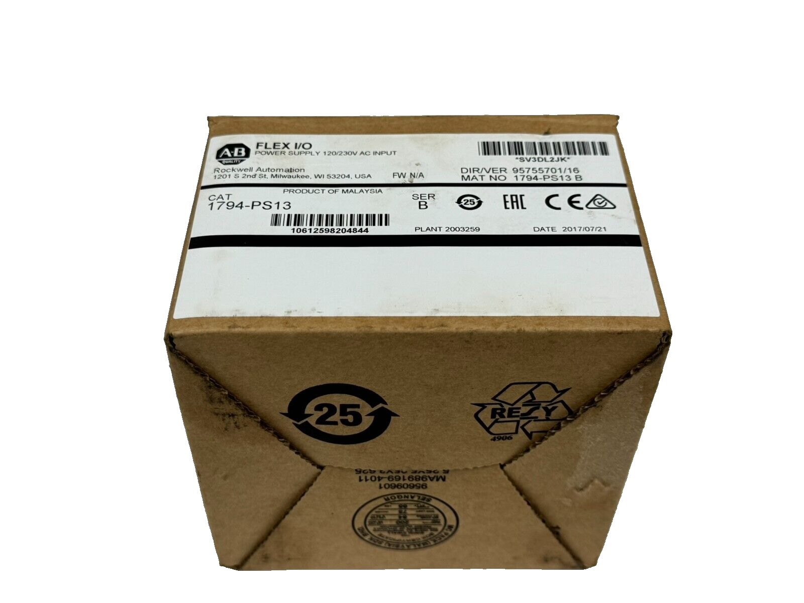 ALLEN BRADLEY 1794-PS13 FLEX I/O POWER SUPPLY SER. B 1794PS13 NEW ...