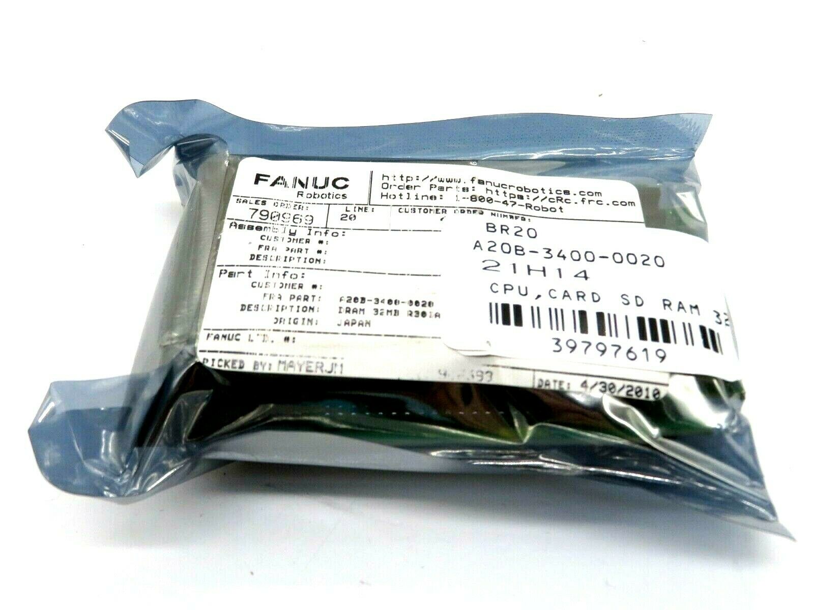 NEW FANUC ROBOTICS A20B-3400-0020 PC BOARD DRAM 32MB A20B34000020 - SB ...