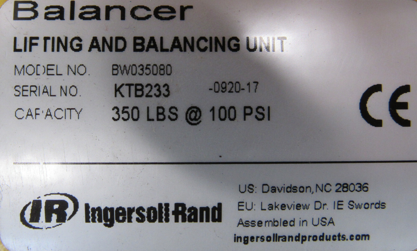 NEW INGERSOLL RAND BW035080 LIFTING AND BALANCING UNIT 350LBS - SB ...
