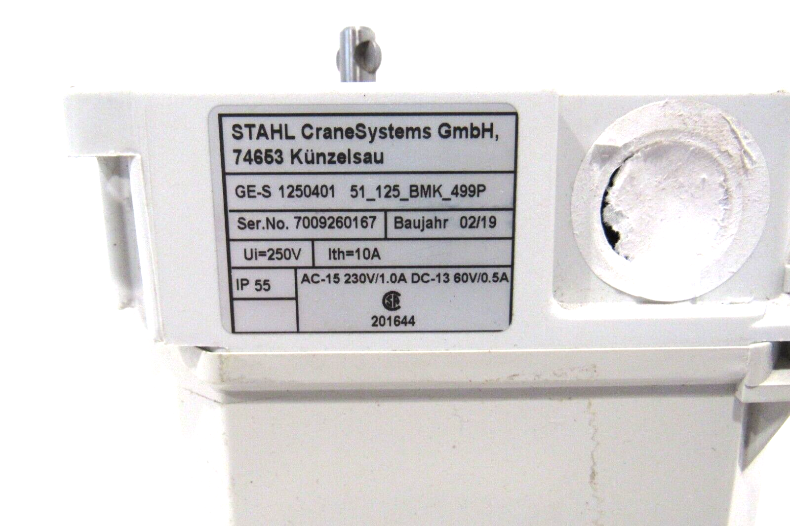 NEW STAHL CRANE SYSTEMS GE-S 1250401 TRANSMISSION SWITCH GES - SB ...