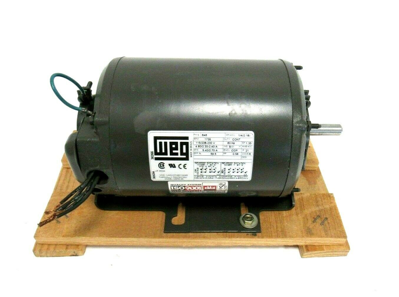 NEW WEG B48 MOTOR 1/4HP 1735 RPM 115/208-230V - SB Industrial Supply, Inc.
