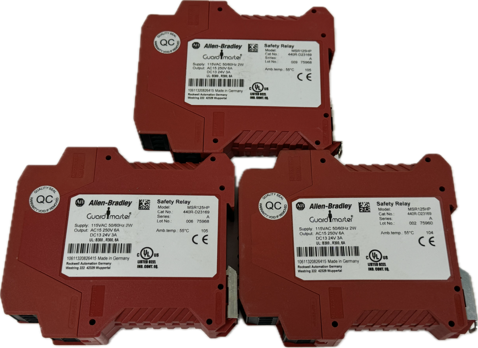 LOT OF 3 USED ALLEN BRADLEY 440R-D23169 SAFETY RELAYS 115VAC 50/60HZ ...