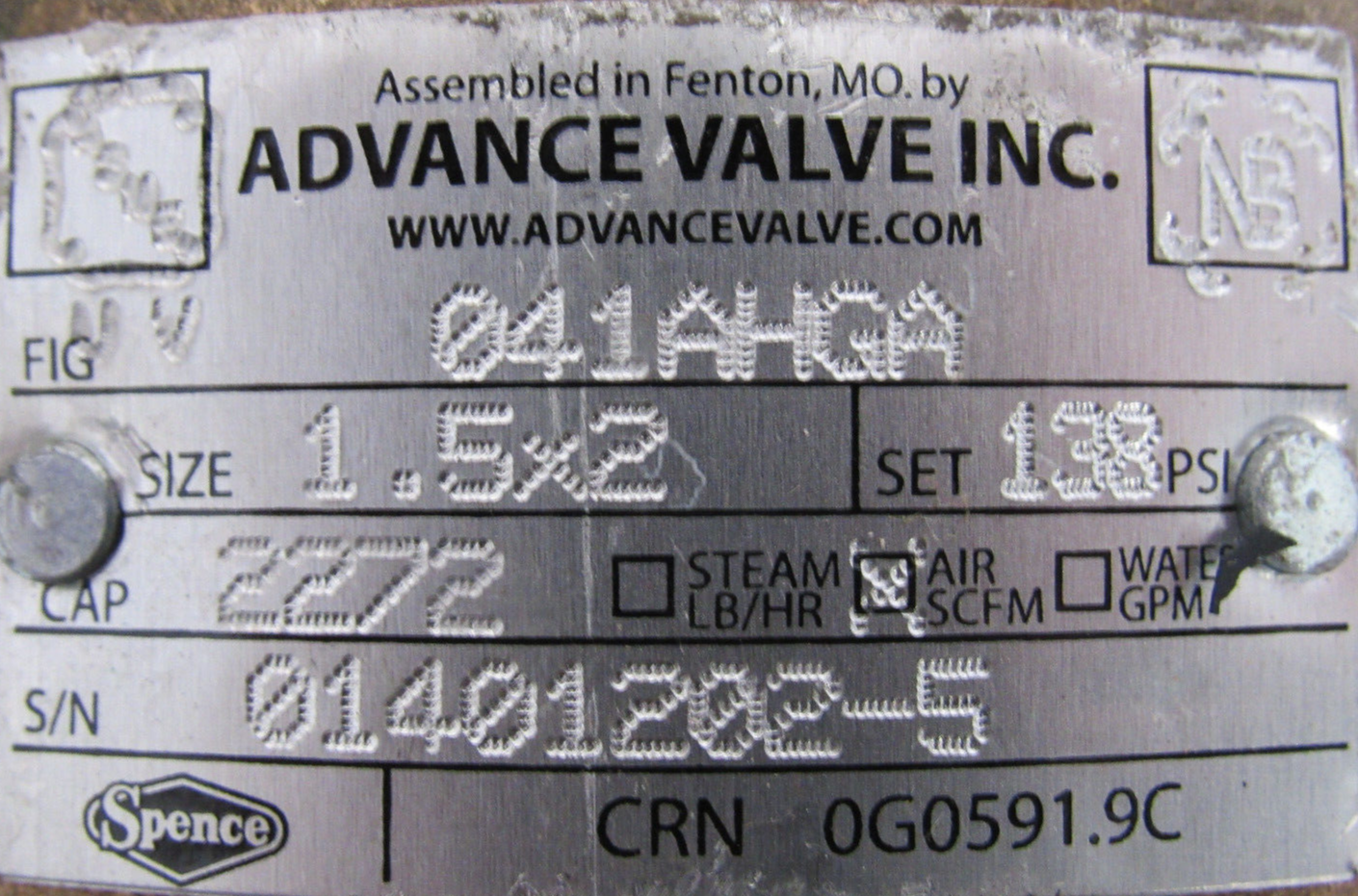 NEW ADVANCE VALVE 041AHGA SAFETY VALVE 1.5"x2" - SB Industrial Supply, Inc.
