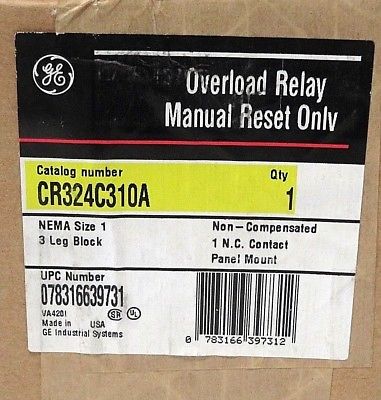 NEW GENERAL ELECTRIC CR324C310A OVERLOAD RELAY - SB Industrial Supply, Inc.