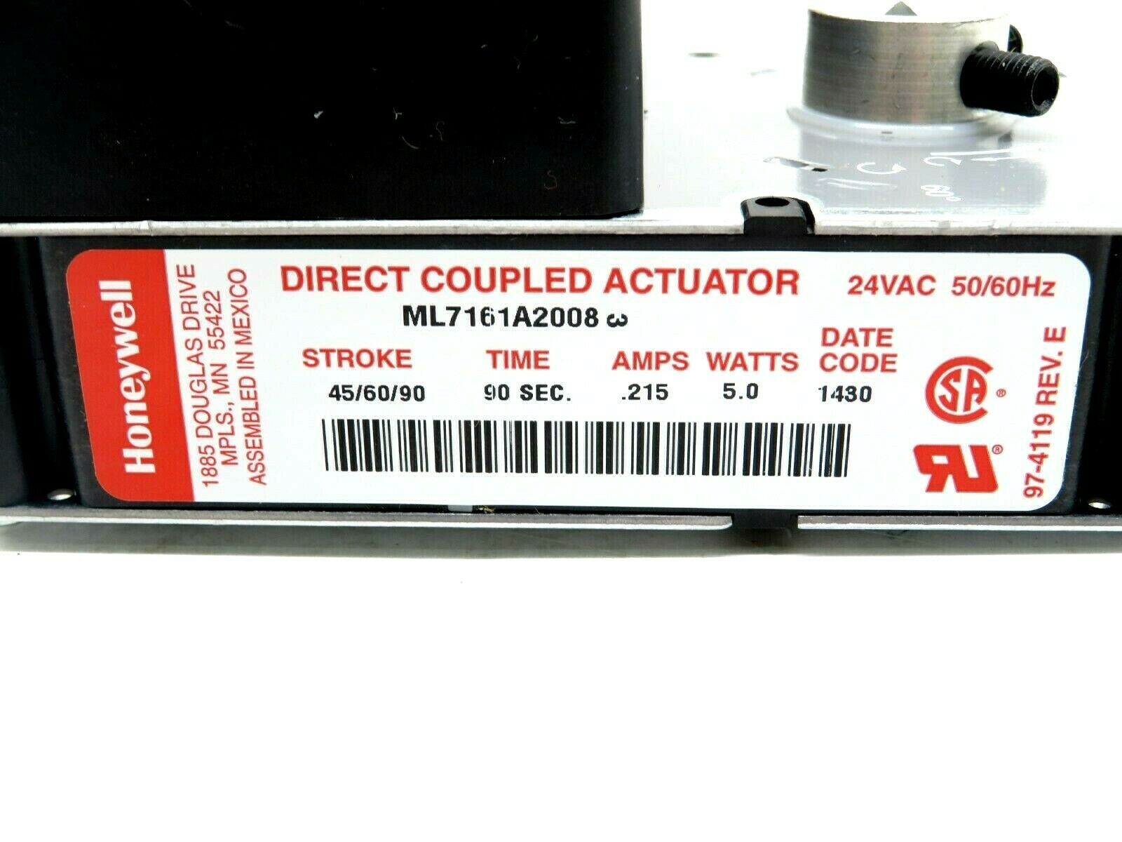 NEW HONEYWELL ML7161A2008 DIRECT COUPLED ACTUATOR WITH DECLUTCH - SB ...