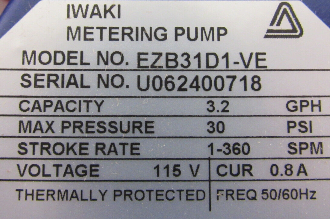 NEW WALCHEM EZB31D1-VE METERING PUMP EZB31D1VE - SB Industrial Supply, Inc.