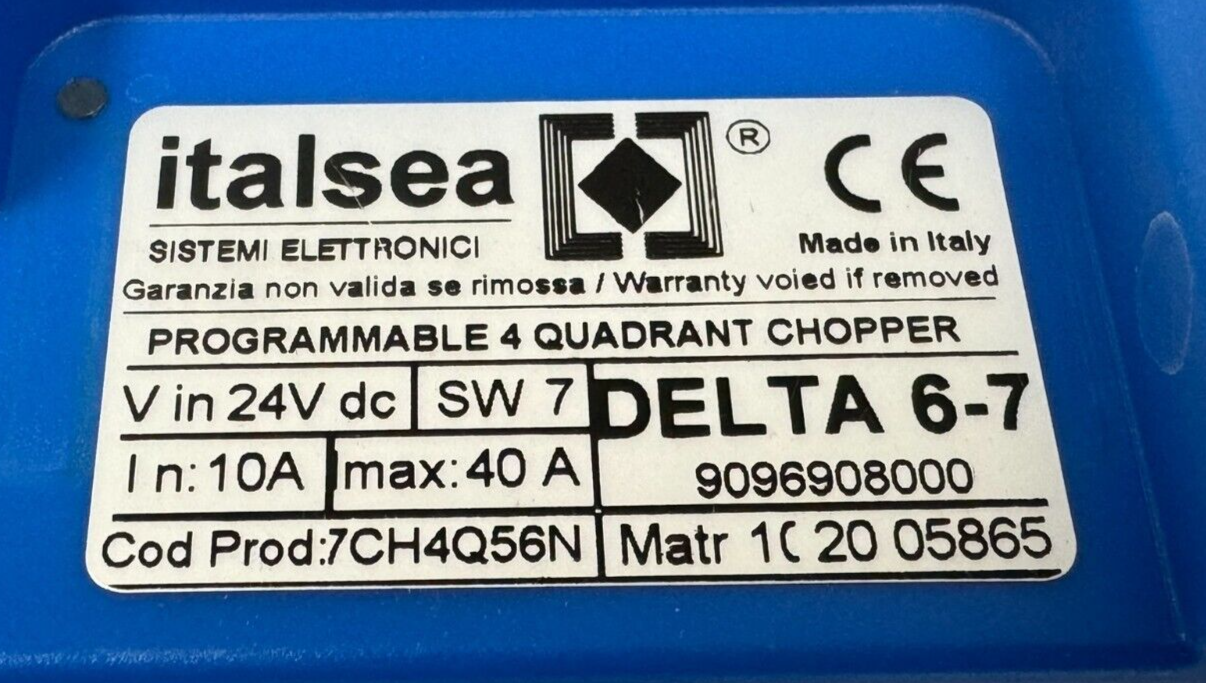 USED ITALSEA 7CH4Q56N PROGRAMMABLE 4 QUADRANT CHOPPER DELTA 6-7 - SB Industrial Supply, Inc.