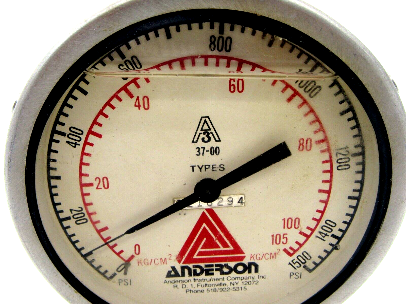 NEW ANDERSON A3 37-00 PRESSURE GAUGE 0-1500 PSI TYPE S A3 3700 - SB ...