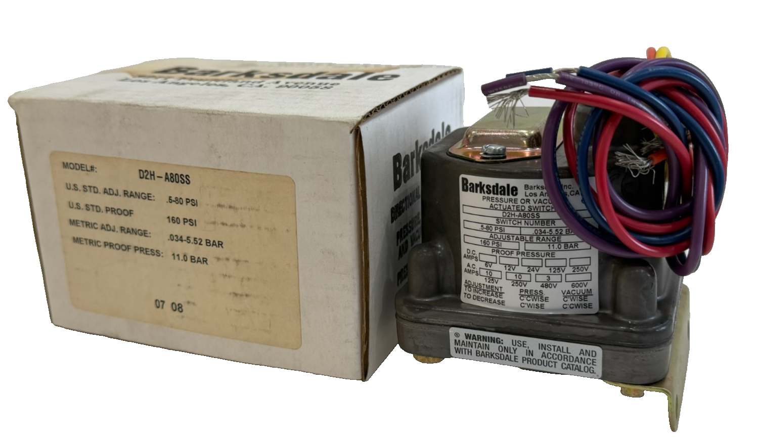 NEW BARKSDALE D2H-A80SS PRESSURE SWITCH D2HA80SS - SB Industrial Supply ...