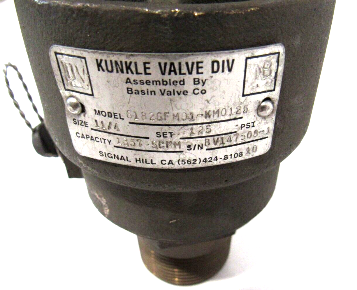 NEW KUNKLE 6182GFM01-KM0125 SAFETY RELIEF VALVE 6182GFM01KM0125 - SB ...