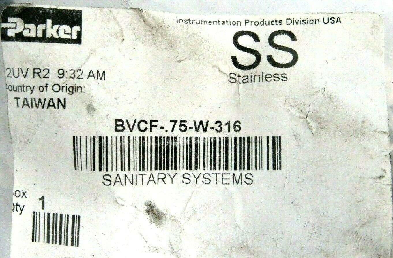 NEW PARKER BVCF-75-W-316 SANITARY BALL VALVE 3/4" BVCF75W316 - SB ...