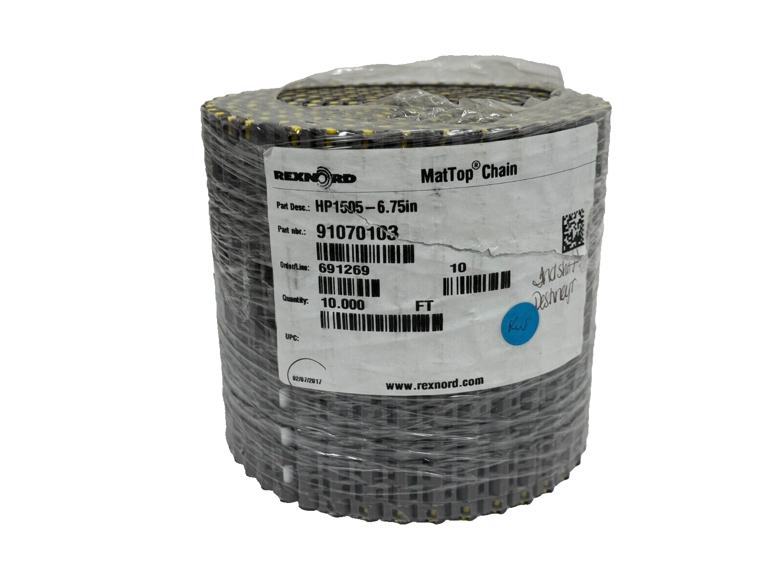 NEW REXNORD HP1505-6.75IN MAT TOP CHAIN 91070103 10FT - SB Industrial ...