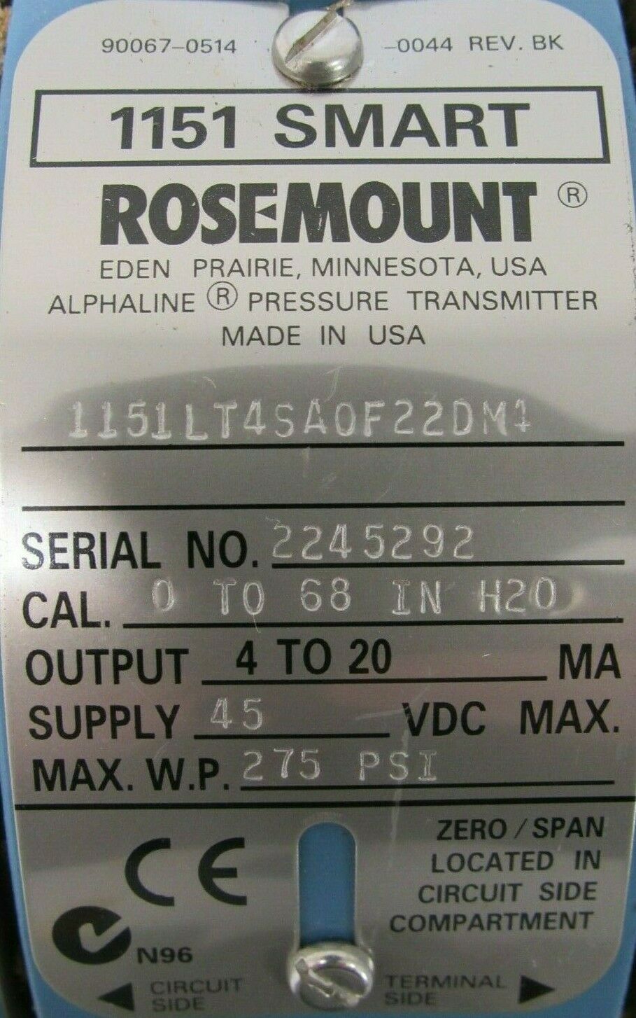 NEW ROSEMOUNT 1151LT4SA0F22DM1 PRESSURE TRANSMITTER - SB Industrial ...