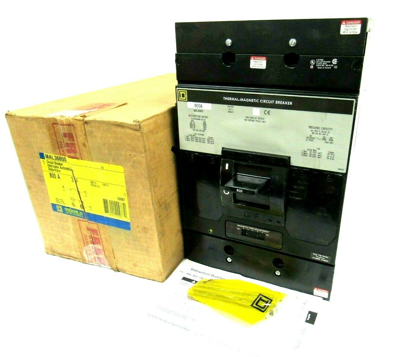 NEW SQUARE D MAL36800 CIRCUIT BREAKER 800A 3 POLE - SB Industrial ...