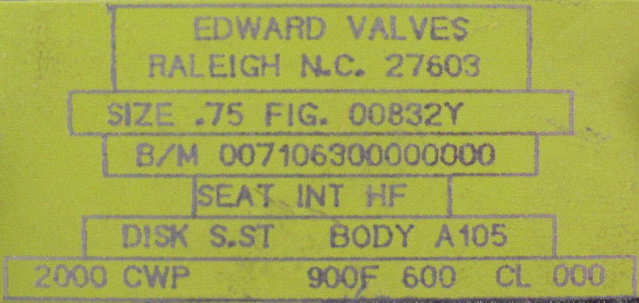 NEW EDWARD 00832Y CHECK VALVE 3/4" - SB Industrial Supply, Inc.