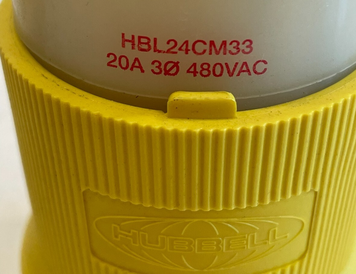 NEW HUBBELL HBL24CM33 LOCKING CONNECTOR 20AMP 480VAC - SB Industrial ...