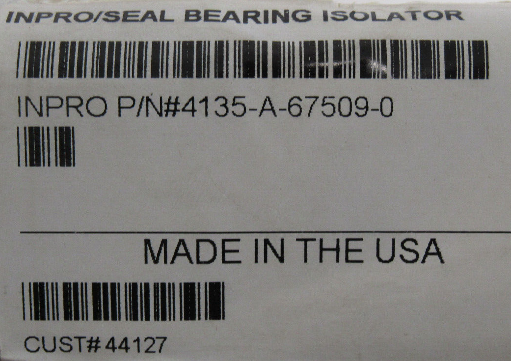 NEW INPRO/SEAL 4135-A-67509-0 BEARING ISOLATOR 4135A675090 - SB ...