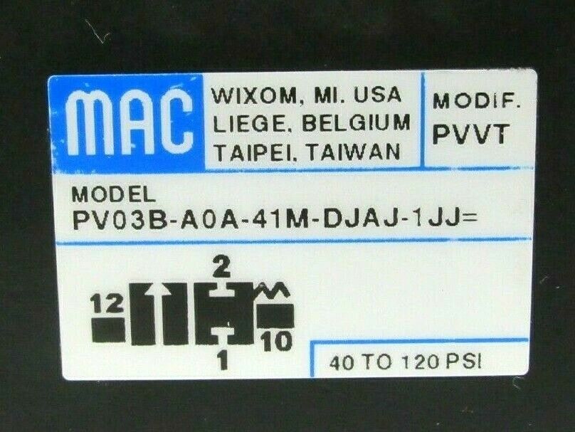 NEW MAC PV03B-A0A-41M-DJAJ-1JJ INTERNAL PILOT VALVE PVVT - SB ...