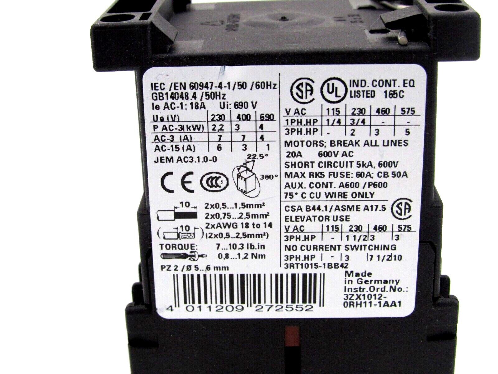 NEW SIEMENS 3RT1015-1BB42 CONTACTOR 3RT10151BB42 - SB Industrial Supply ...