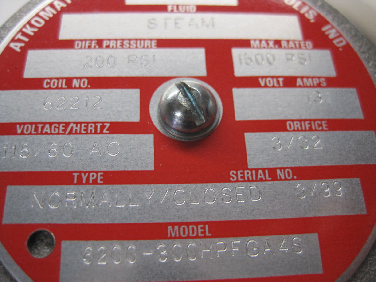 NEW ATKOMATIC VALVE CO. 6200-300HPFGA4S SOLENOID VALVE 1/2 ...