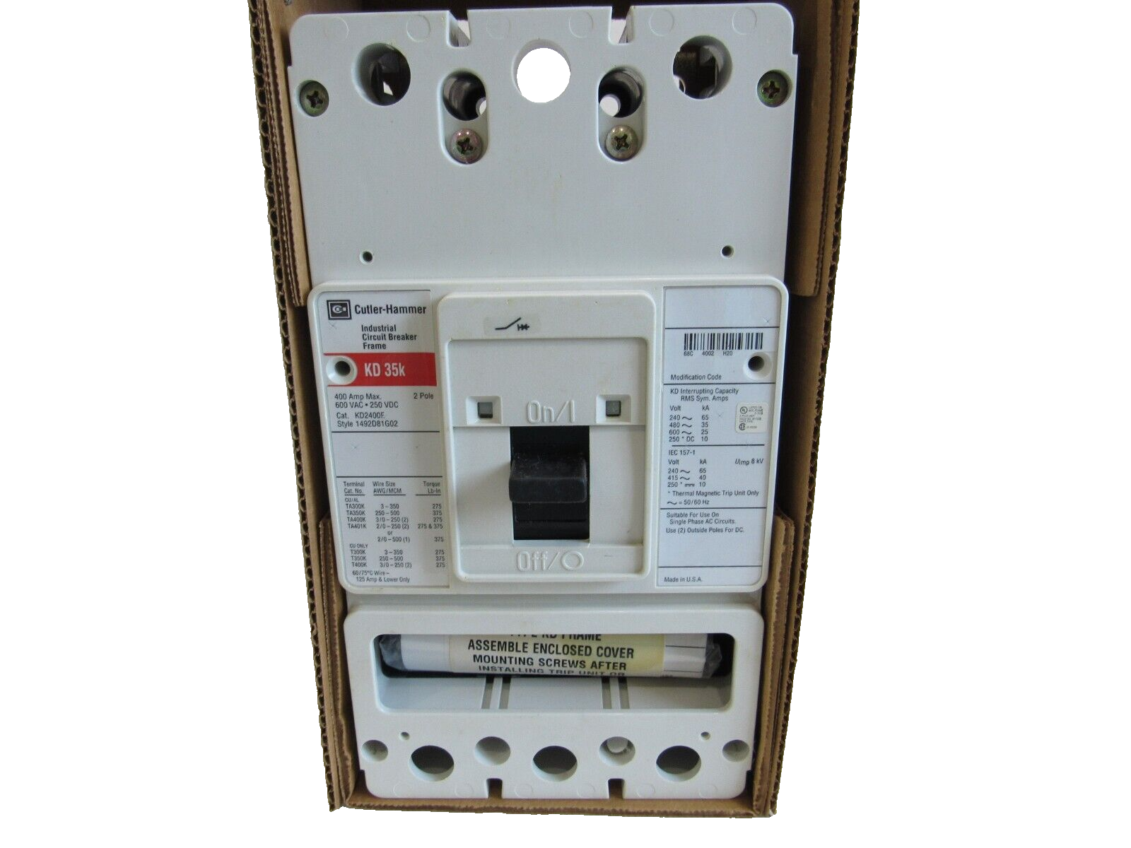 NEW CUTLER HAMMER KD2400F CIRCUIT BREAKER FRAME 600VAC 250VDC - SB ...