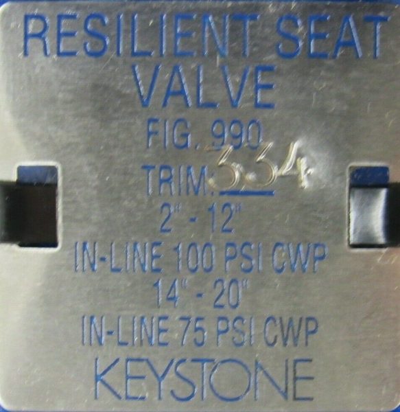 NEW KEYSTONE 990 RESILIENT SEAT VALVE TRIM 334 - SB Industrial Supply, Inc.