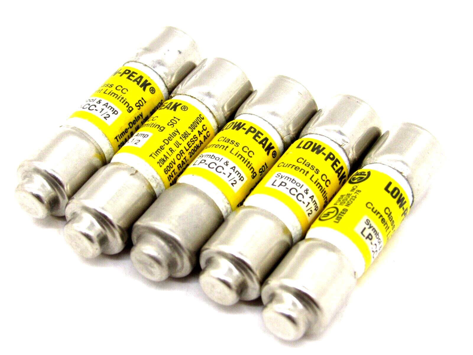 NEW LOT OF 5 BUSSMAN LP-CC-1/2 LOW PEAK FUSES LPCC12 - SB Industrial ...